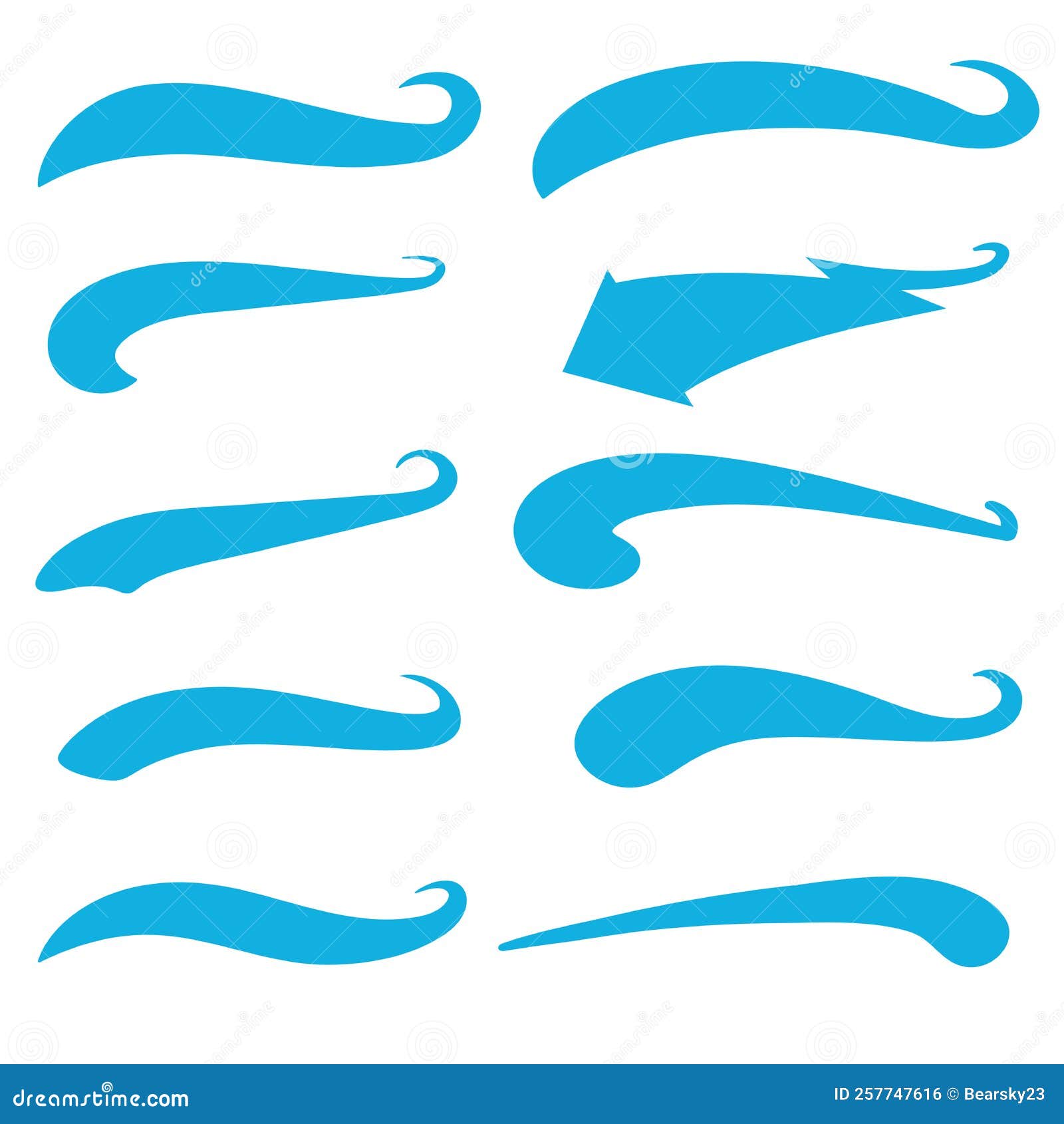 Blue Swirls and Swooshes Vector Accent Line Work Stock Vector ...