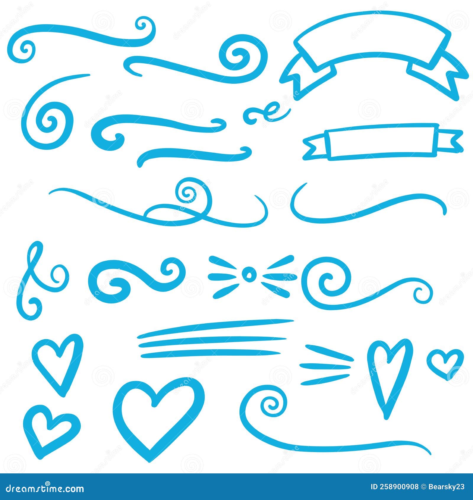 Blue Swirls and Swooshes Vector Accent Line Work Stock Vector ...