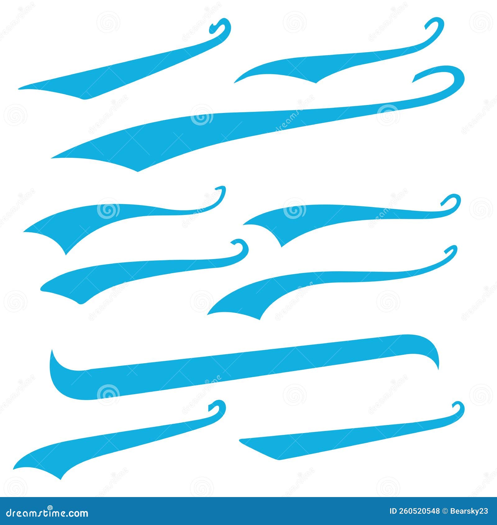 Blue Swirls and Swooshes Vector Accent Line Work Stock Vector ...