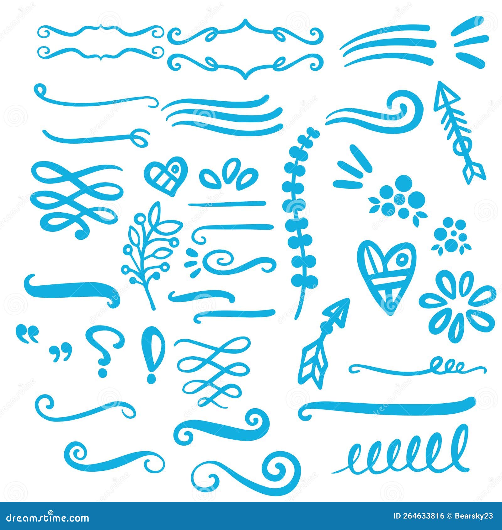Blue Swirls and Swooshes Vector Accent Line Work Stock Vector ...