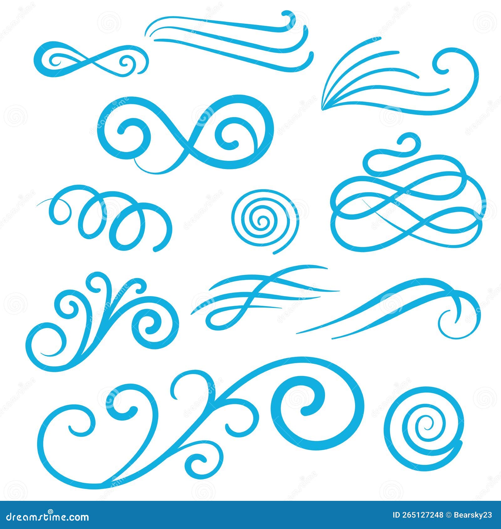 Blue Swirls and Swooshes Vector Accent Line Work Stock Vector ...