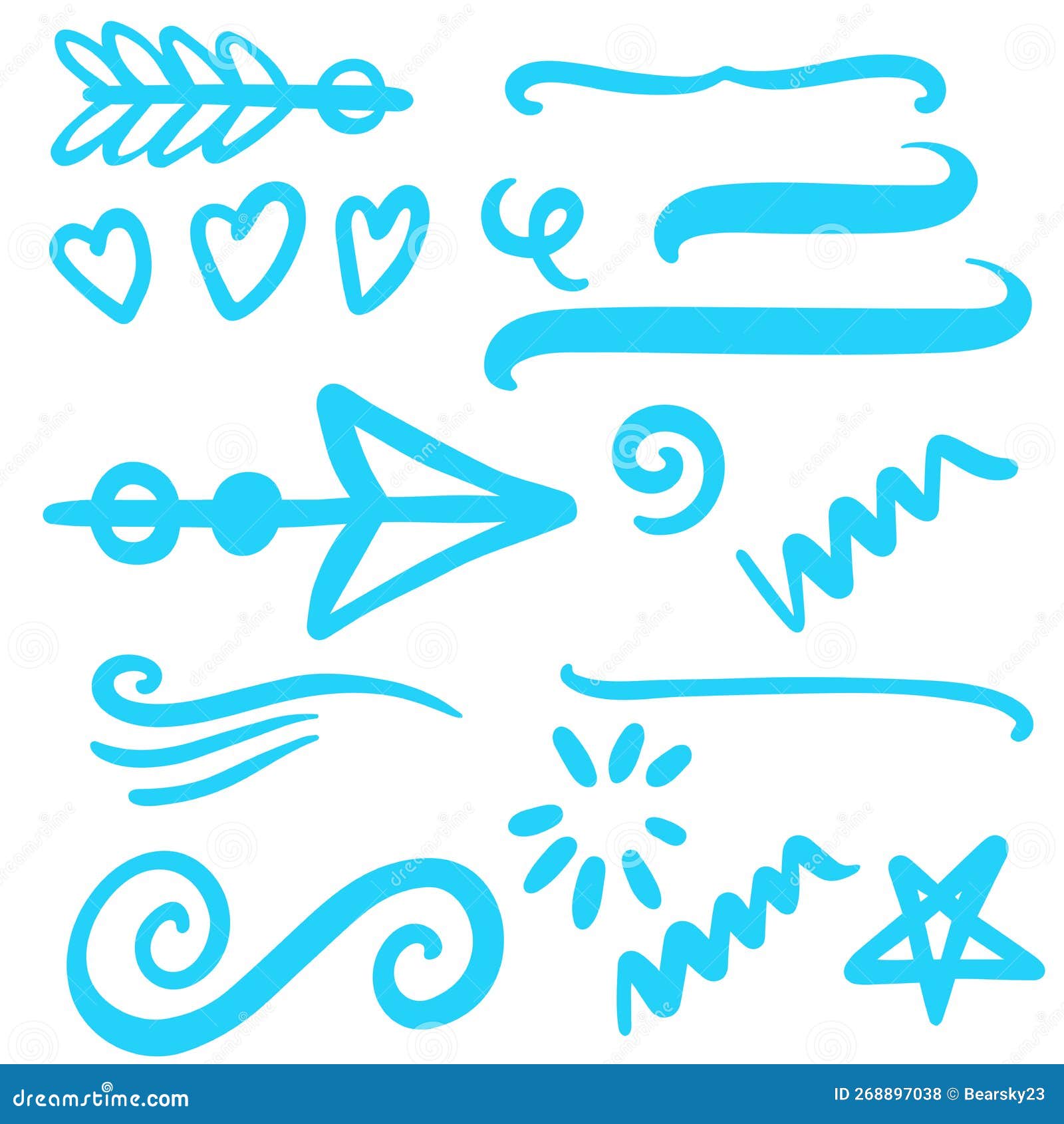 Blue Swirls and Swooshes Vector Accent Line Work Stock Vector ...