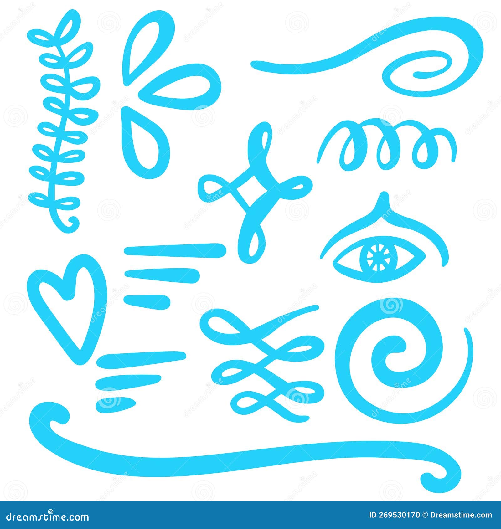 Blue Swirls and Swooshes Vector Accent Line Work Stock Vector ...
