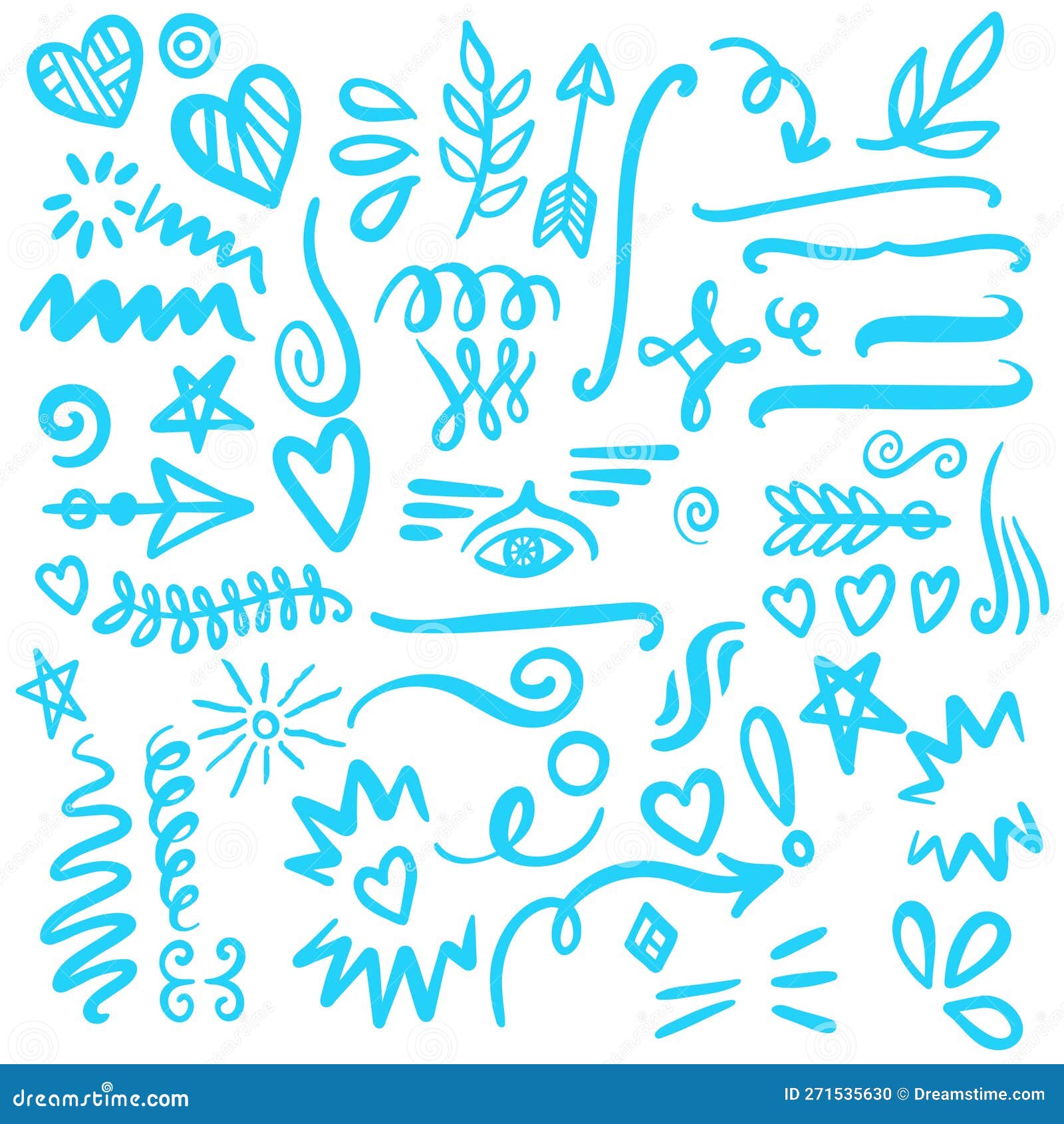 Blue Swirls and Swooshes Vector Accent Line Work Stock Vector ...