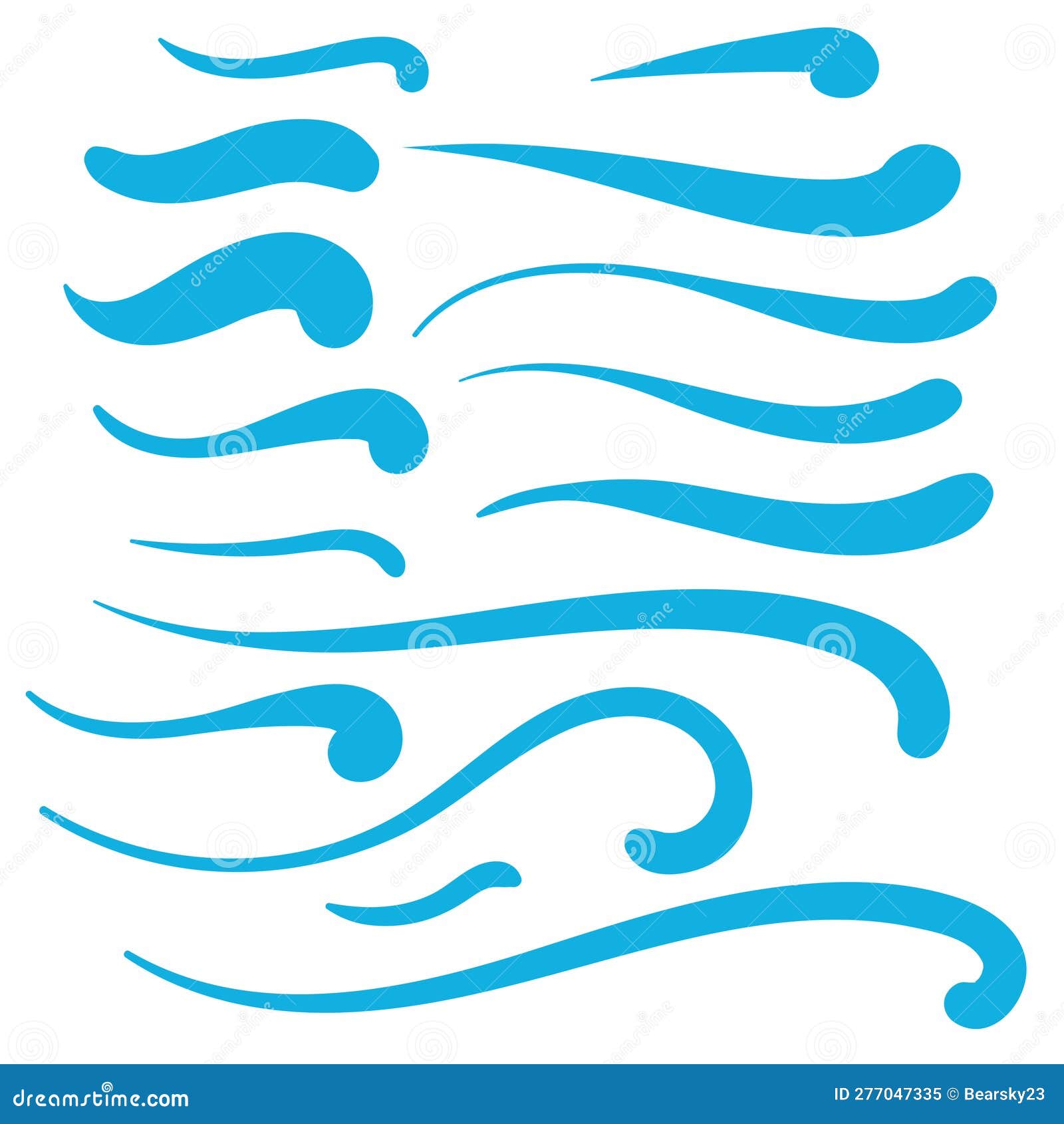 Blue Swirls and Swooshes Vector Accent Line Work Stock Vector ...