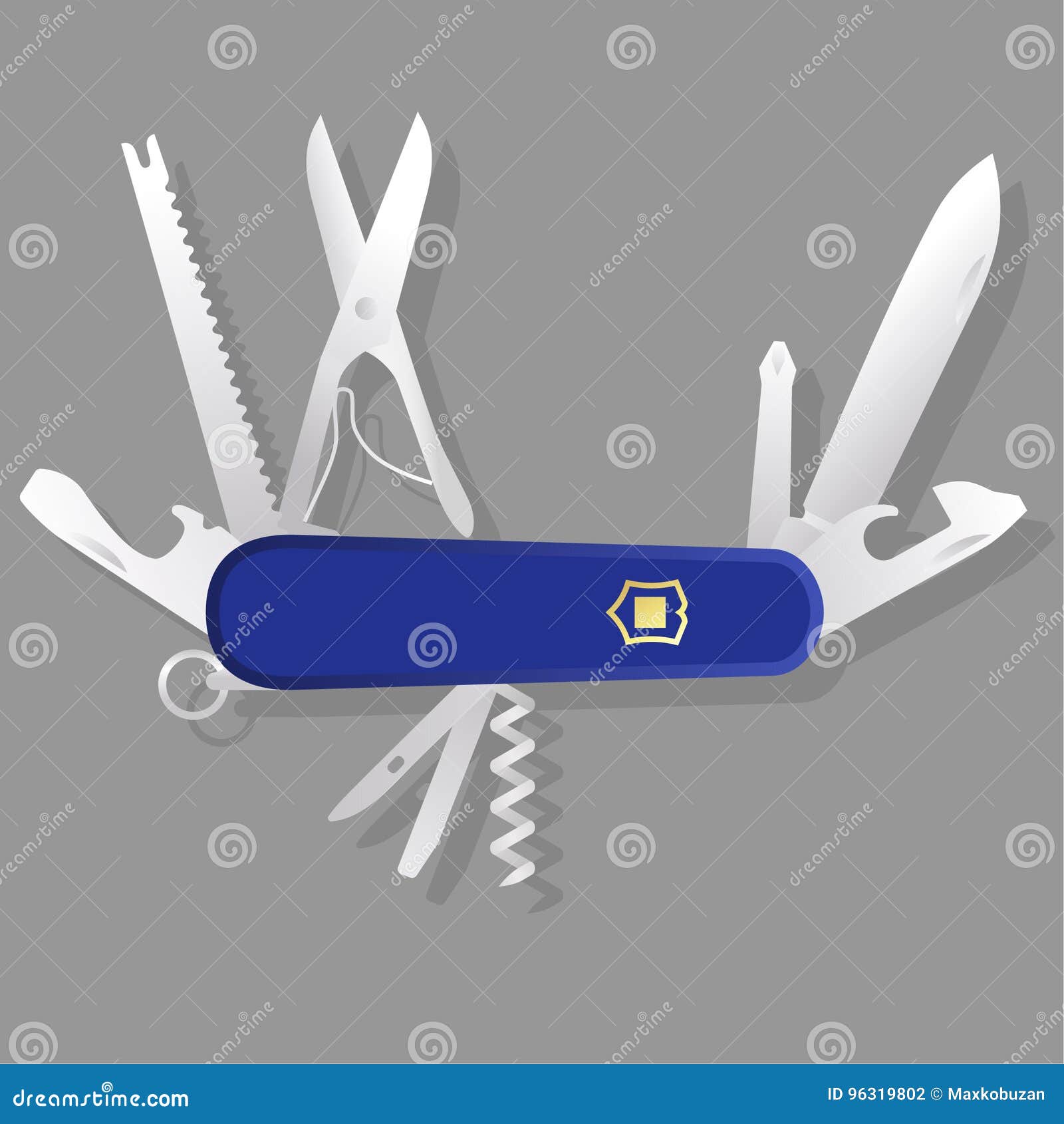 Blue Swiss Knife, Blue Multi-tool Stock Vector - Illustration of flat ...