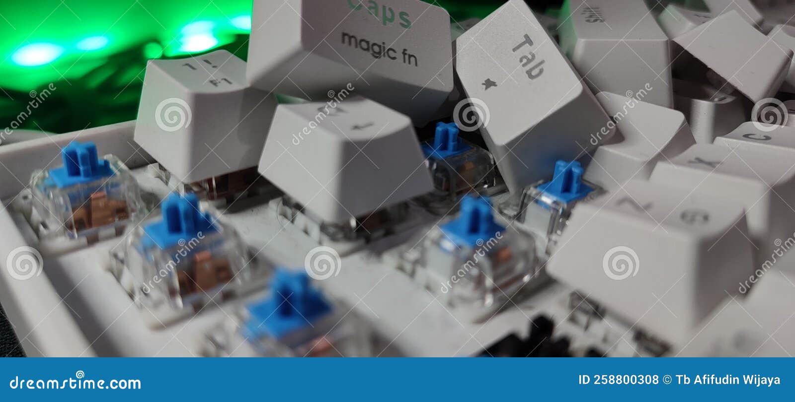 Blue Switch Mechanical Keyboard with Detached Keycaps Stock Photo ...