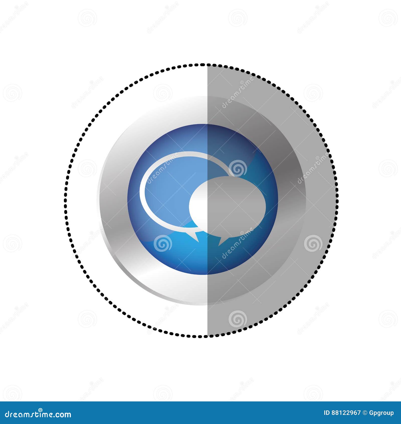 Blue Symbol Round Chat Bubbles Icon Stock Illustration - Illustration ...
