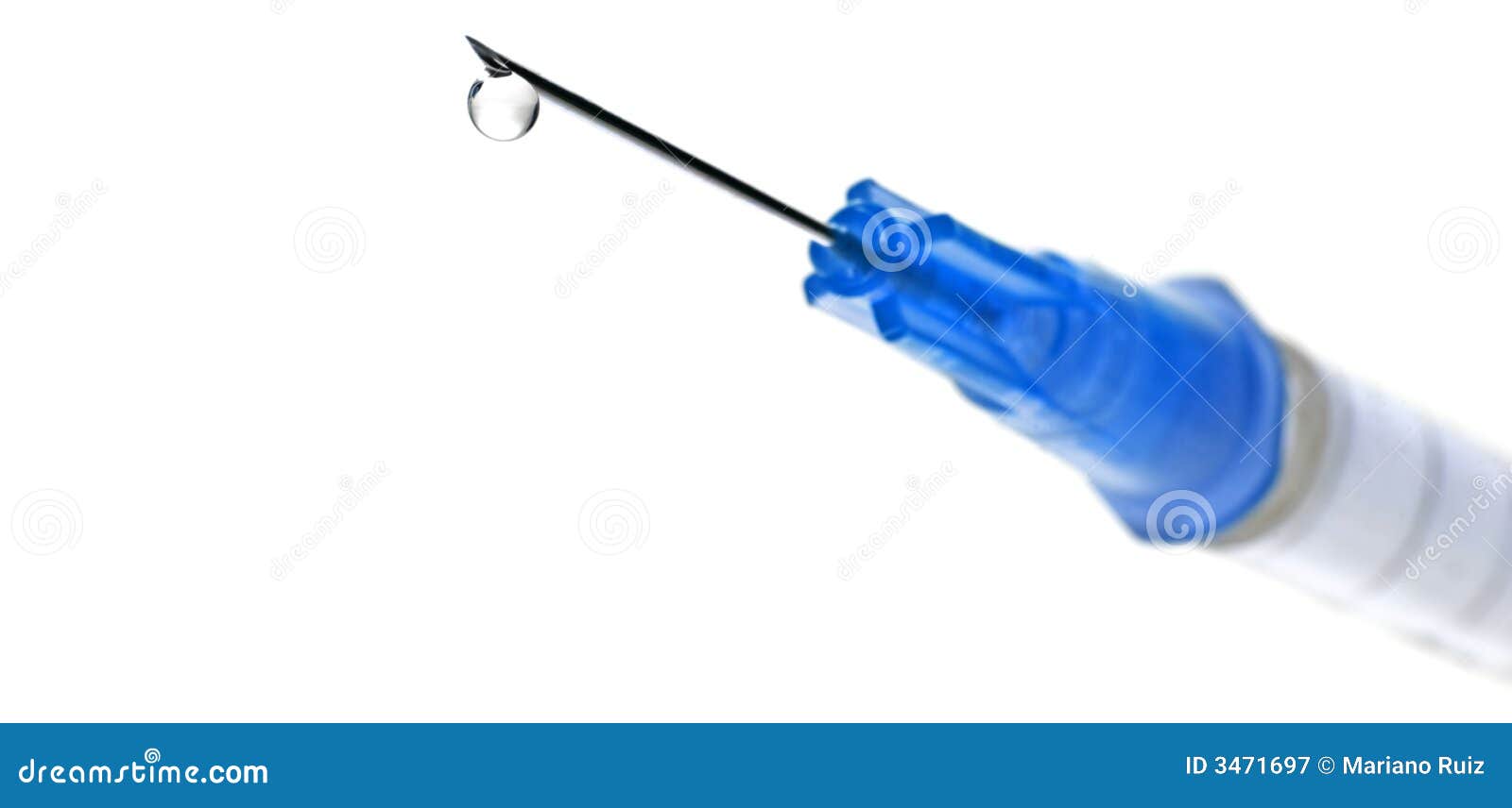 Blue Syringe/Needle with Drop Stock Image - Image of medication, drugs ...