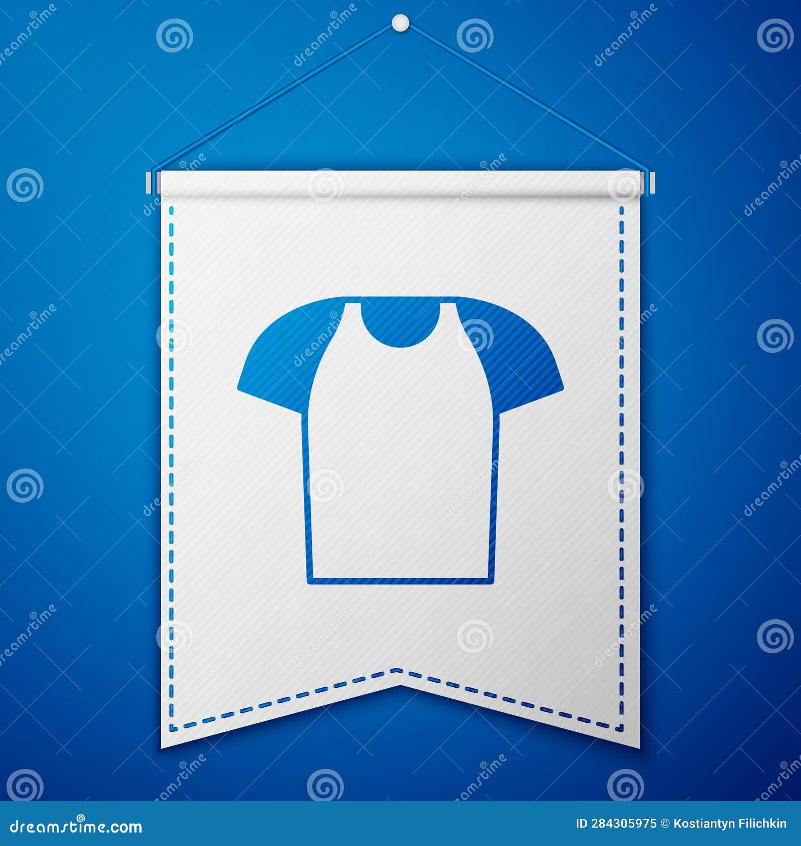 Blue T-shirt Icon Isolated on Blue Background. Shirt. White Pennant ...