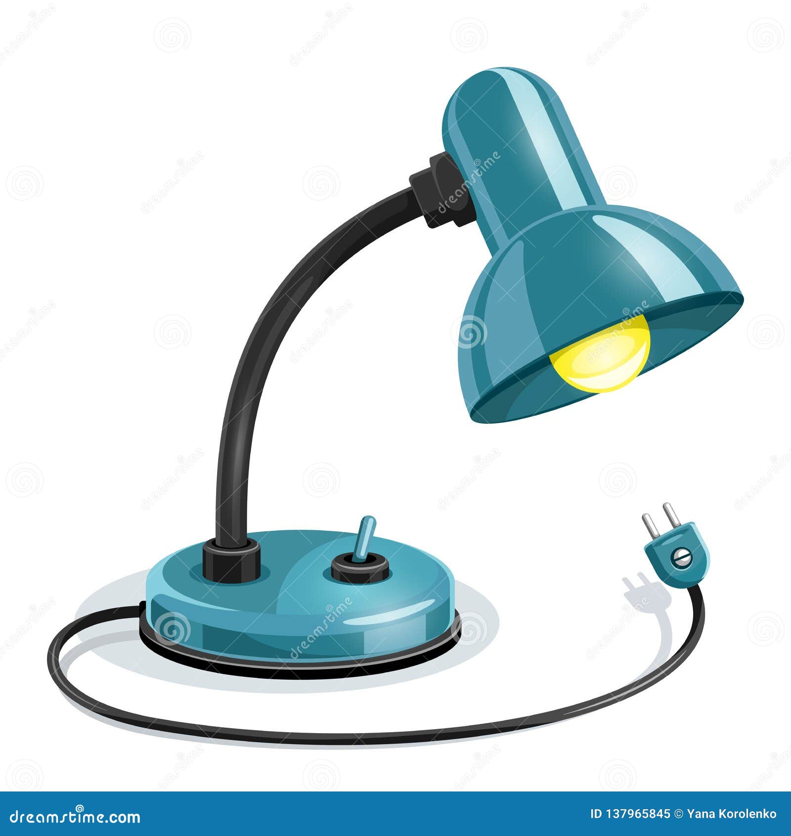 Blue Table Lamp. Vector Illustration. Stock Vector - Illustration of ...