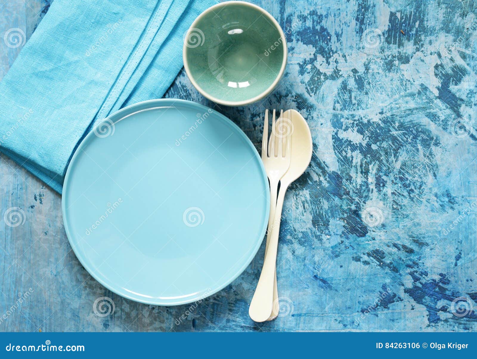 Blue Table Setting - Plates, Cutlery Stock Photo - Image of decoration ...