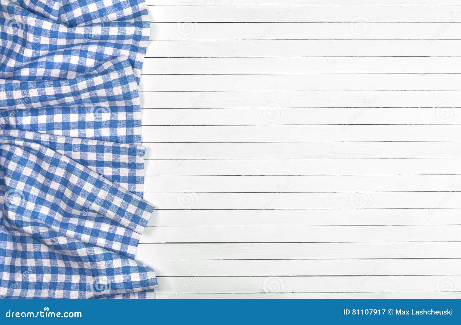 Blue Tablecloth on Wooden Table, Top View Stock Image - Image of ...