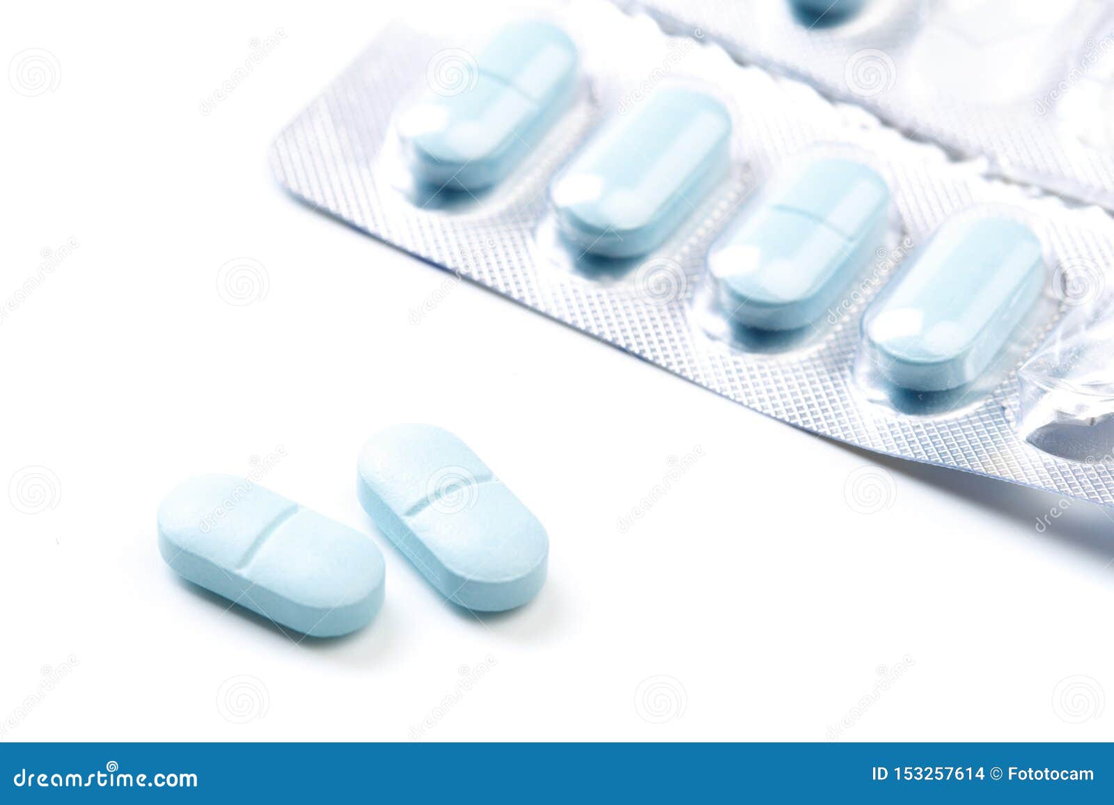 Blue Tablets Isolated on White Background Stock Photo - Image of dosage ...