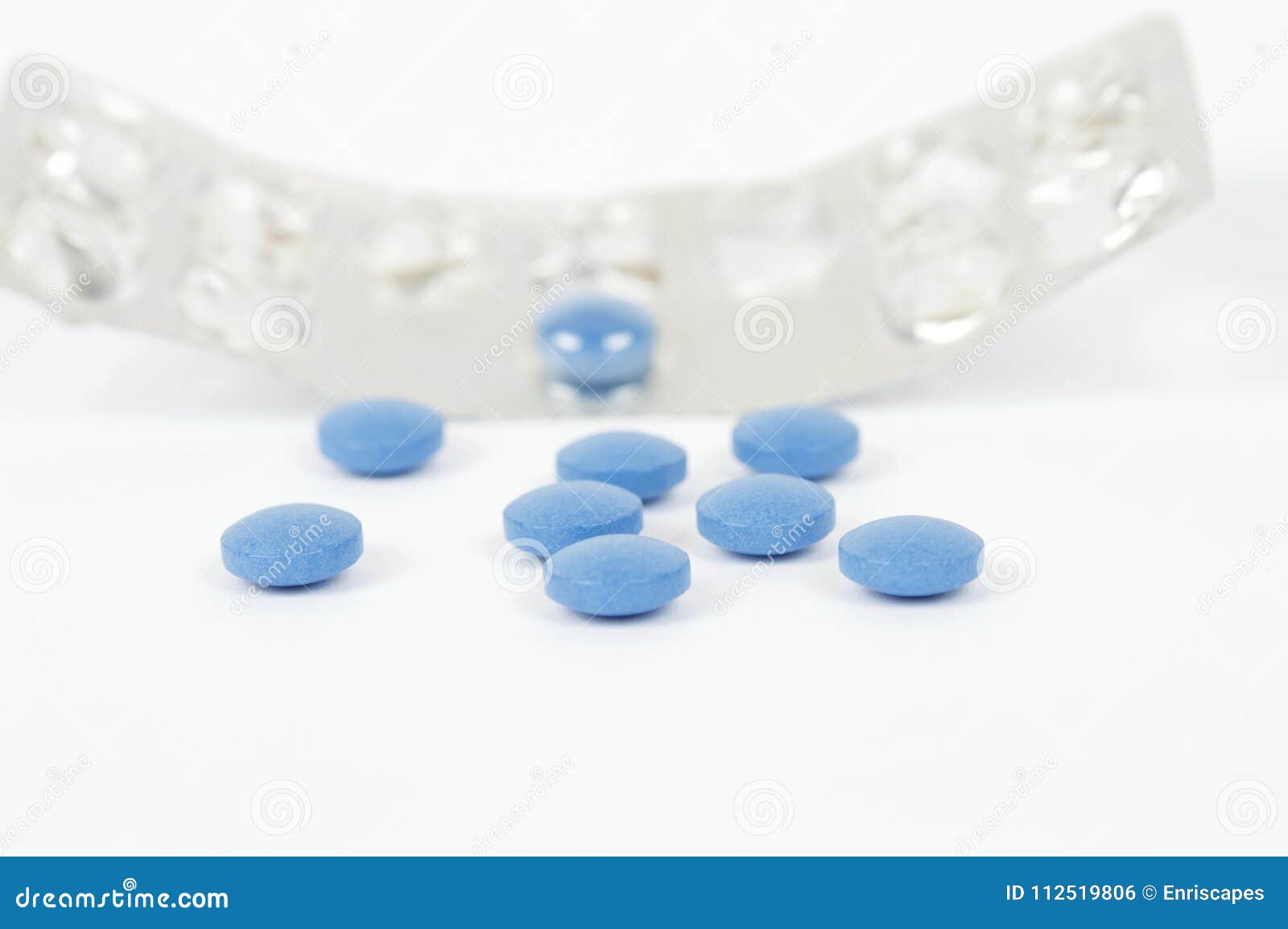 Blue Tablets Isolated in White Background Stock Photo - Image of ...