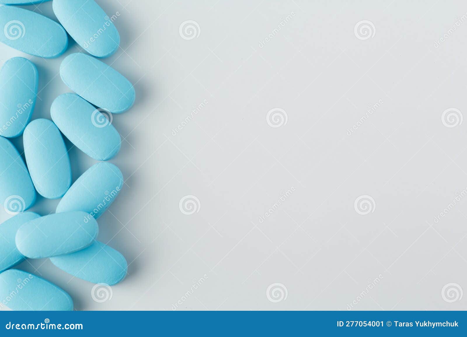 Blue Tablets on a Light Background, Vitamins and Medicines Stock Image ...