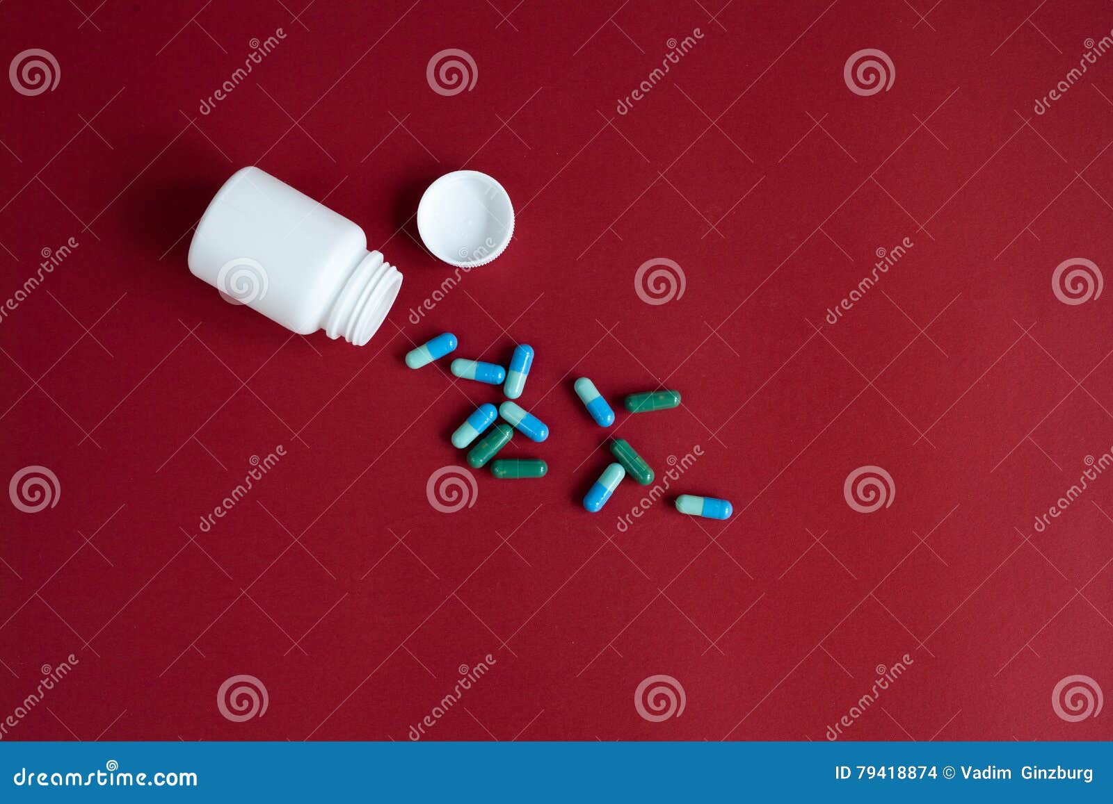 Blue Tablets in Plastic Container Top View Stock Photo - Image of ...
