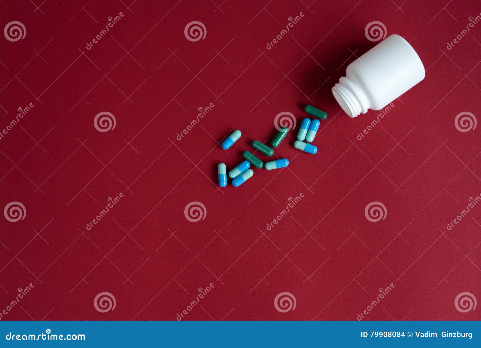 Blue Tablets in Plastic Container Top View Stock Photo - Image of ...