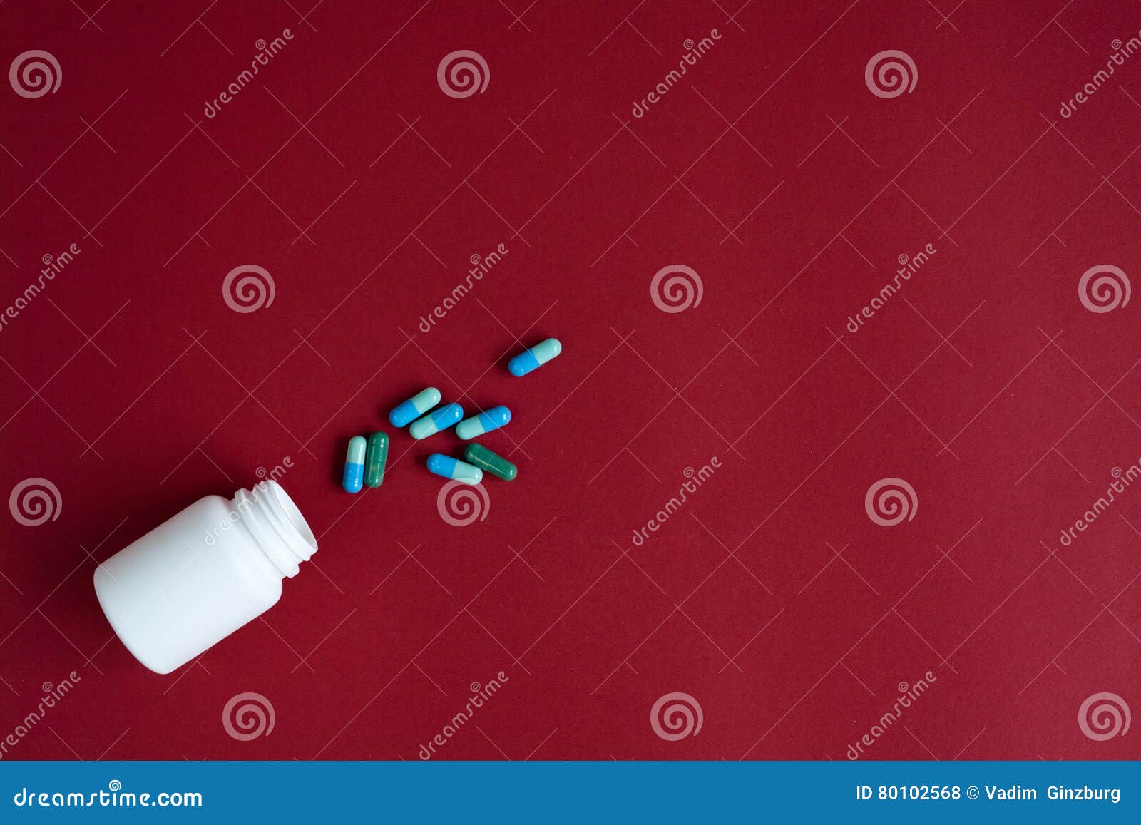Blue Tablets in Plastic Container Top View Stock Photo - Image of ...
