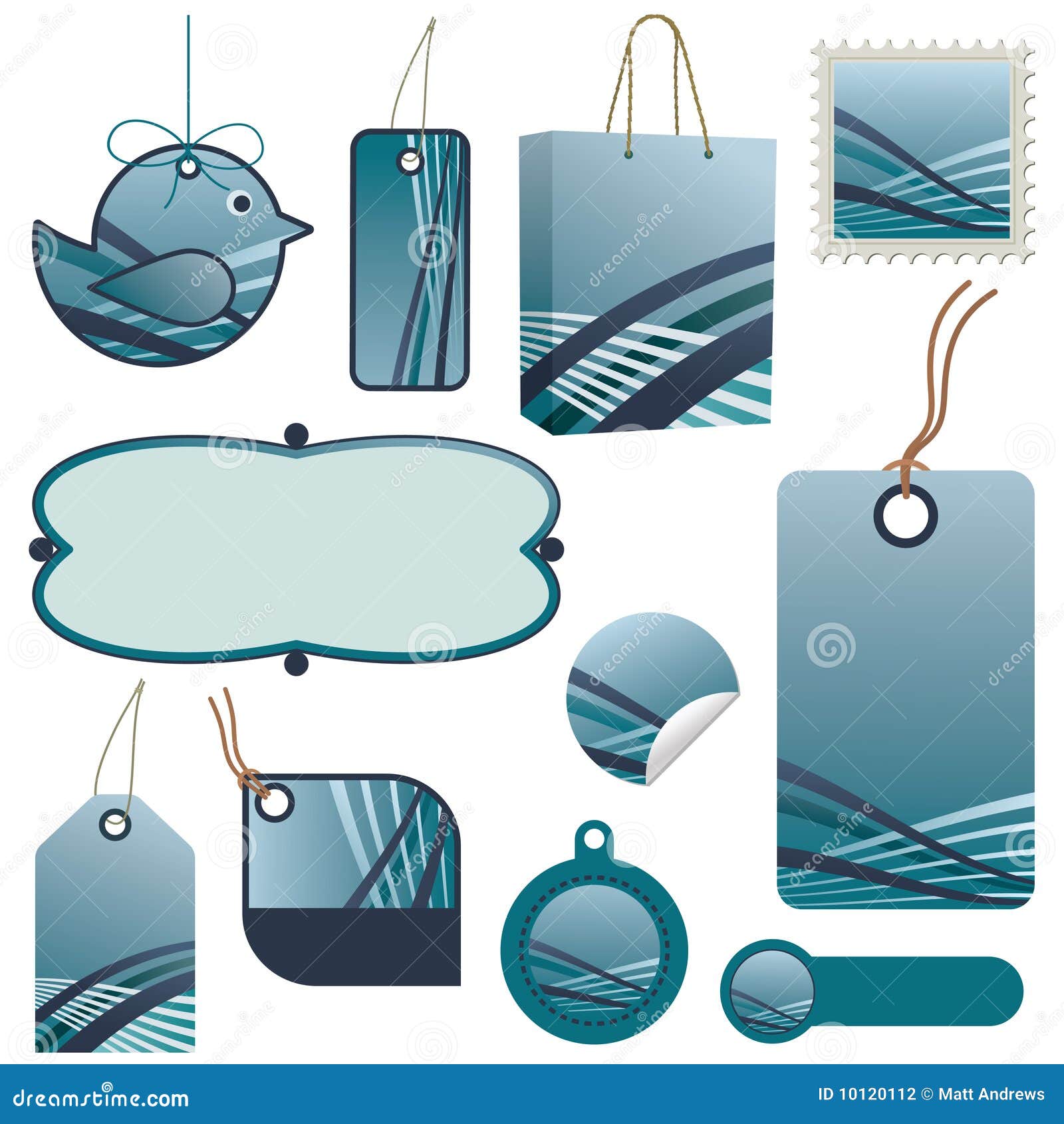 Blue tag set stock vector. Illustration of peely, decorative - 10120112