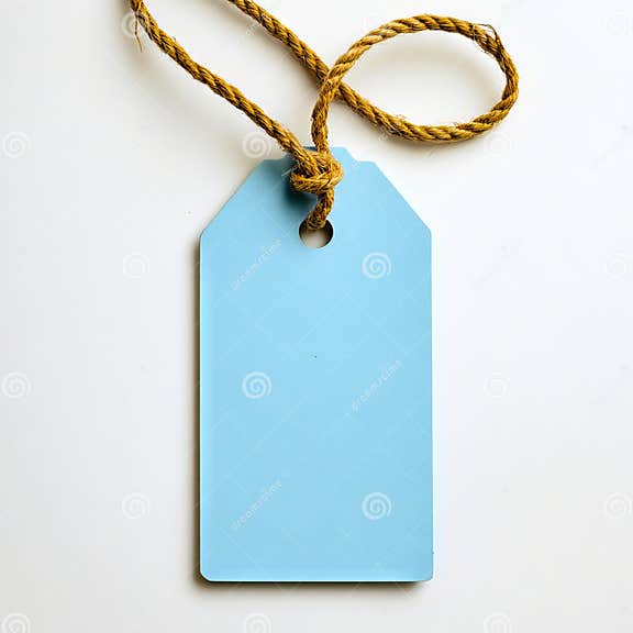 A Blue Tag with a String Tied Around it Stock Photo - Image of rope ...