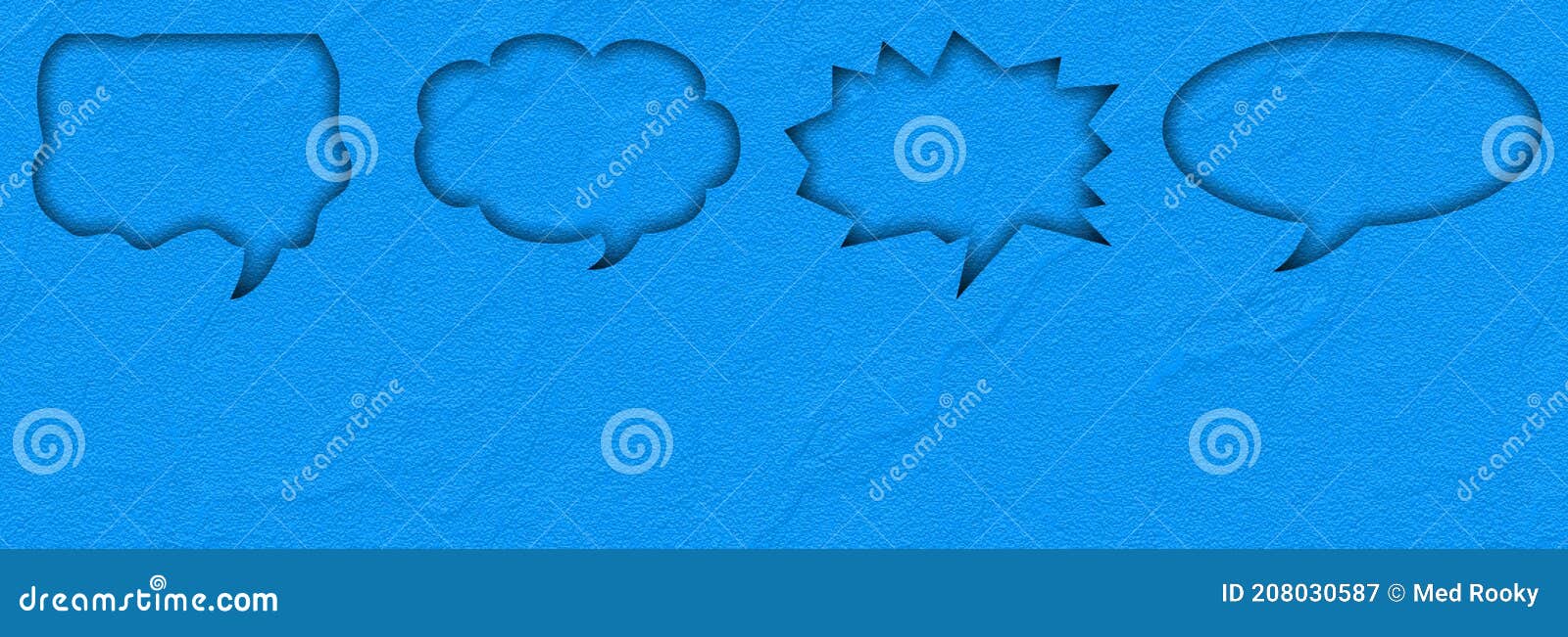 Blue Talk Bubbles in Ripped Wall Texture, Comment and Dialog Speech ...