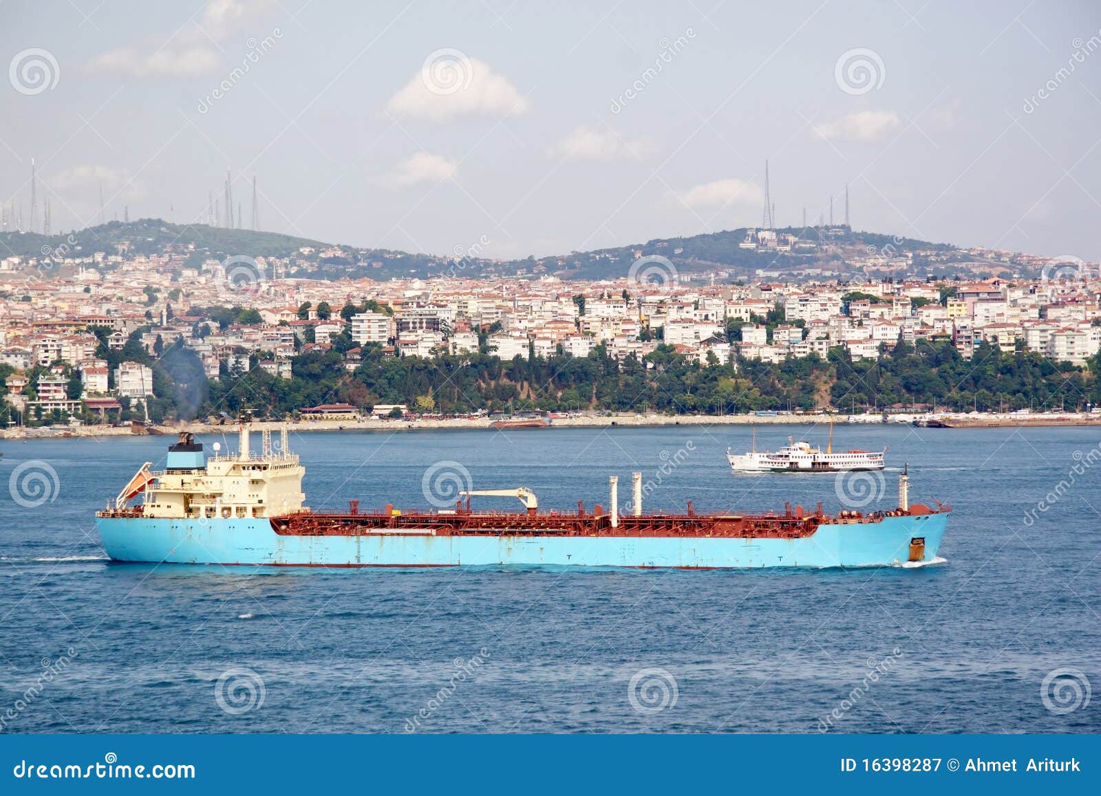 Blue tanker ship stock image. Image of trade, load, commercial - 16398287