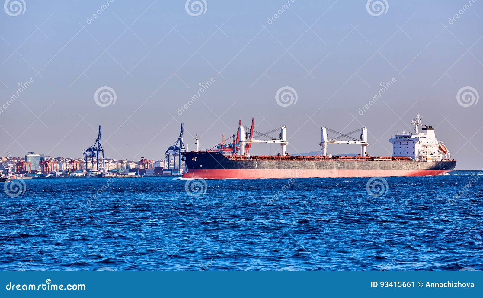 Blue Tanker Ship Passing in Bosphorus Strait Stock Image - Image of ...