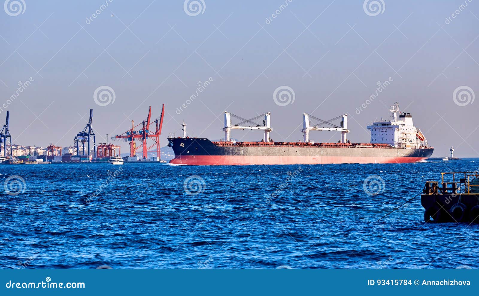 Blue Tanker Ship Passing in Bosphorus Strait Stock Photo - Image of ...