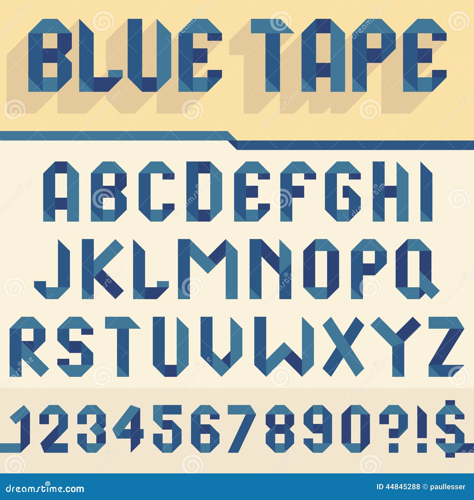 Blue tape alphabet stock vector. Illustration of type - 44845288