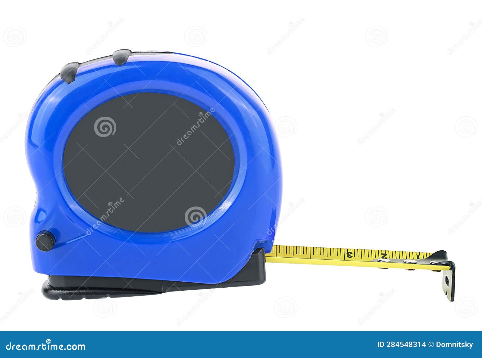 Blue Tape Measure Isolated on White Background, Side View Stock Photo ...