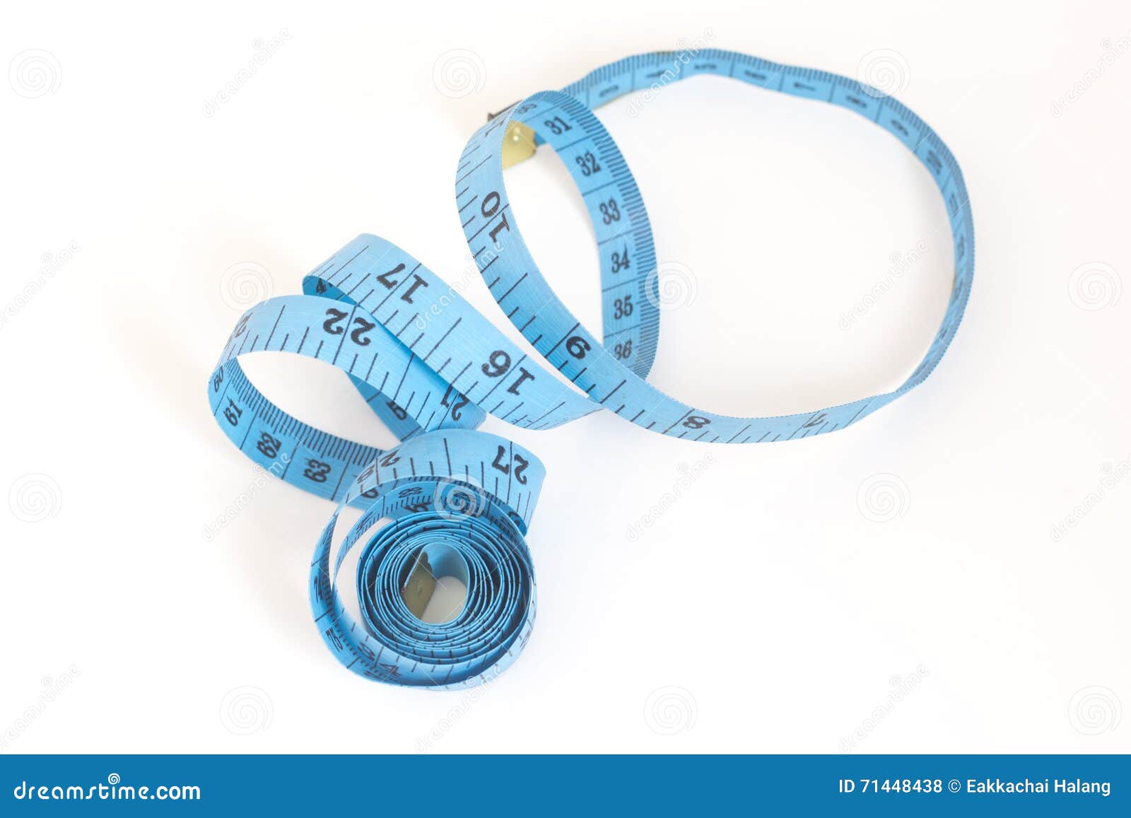 Blue Tape Measuring on a White Stock Photo - Image of blue, spiral ...