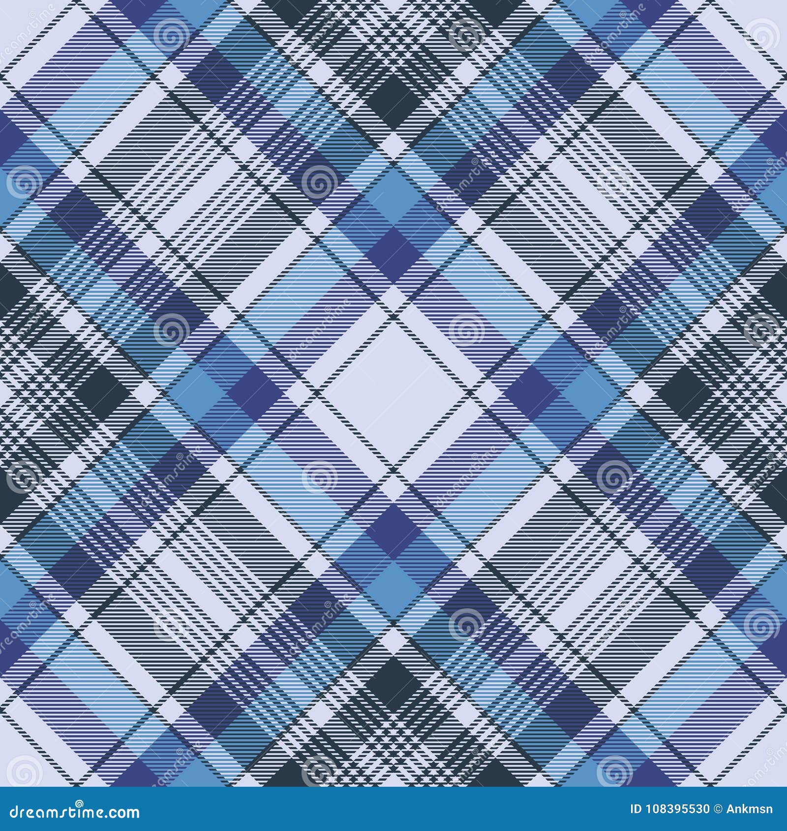 Blue Tartan Plaid Seamless Fabric Texture Cartoon Vector ...