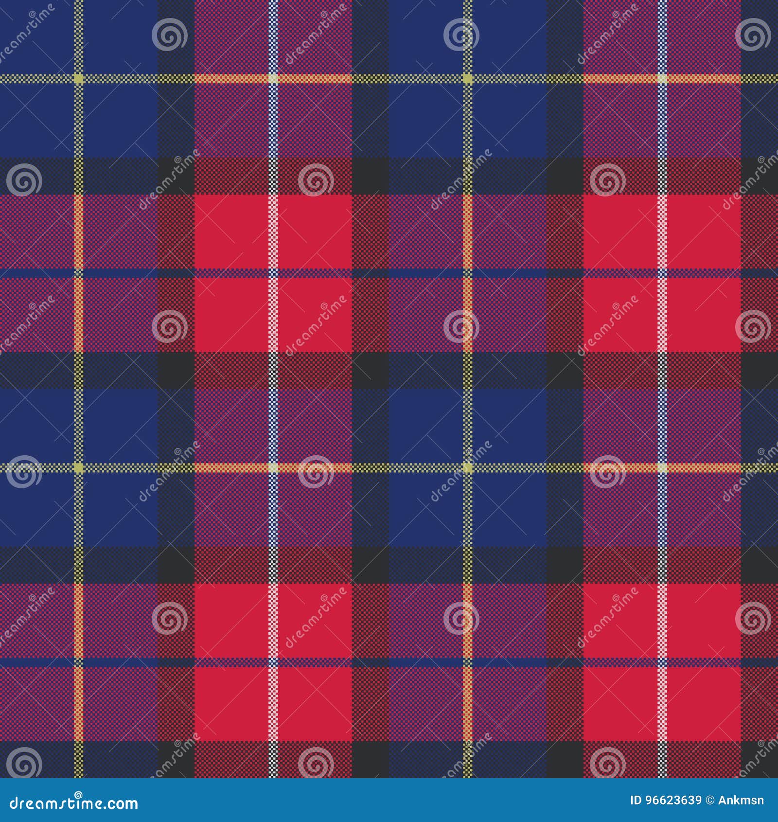 Blue Tartan Pixel Fabric Texture Seamless Pattern Stock Vector ...