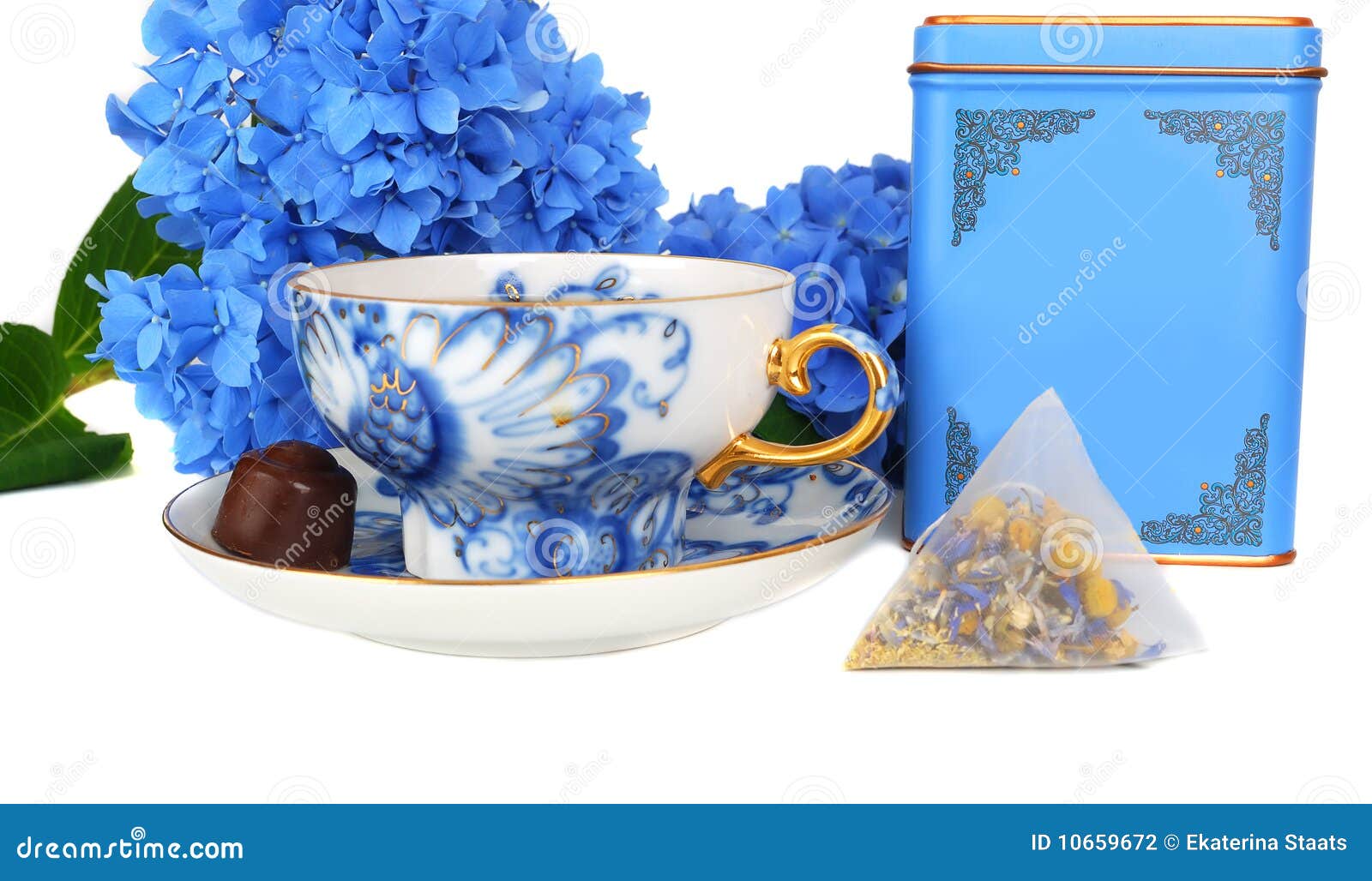 Blue tea set. stock photo. Image of beverage, liquid - 10659672