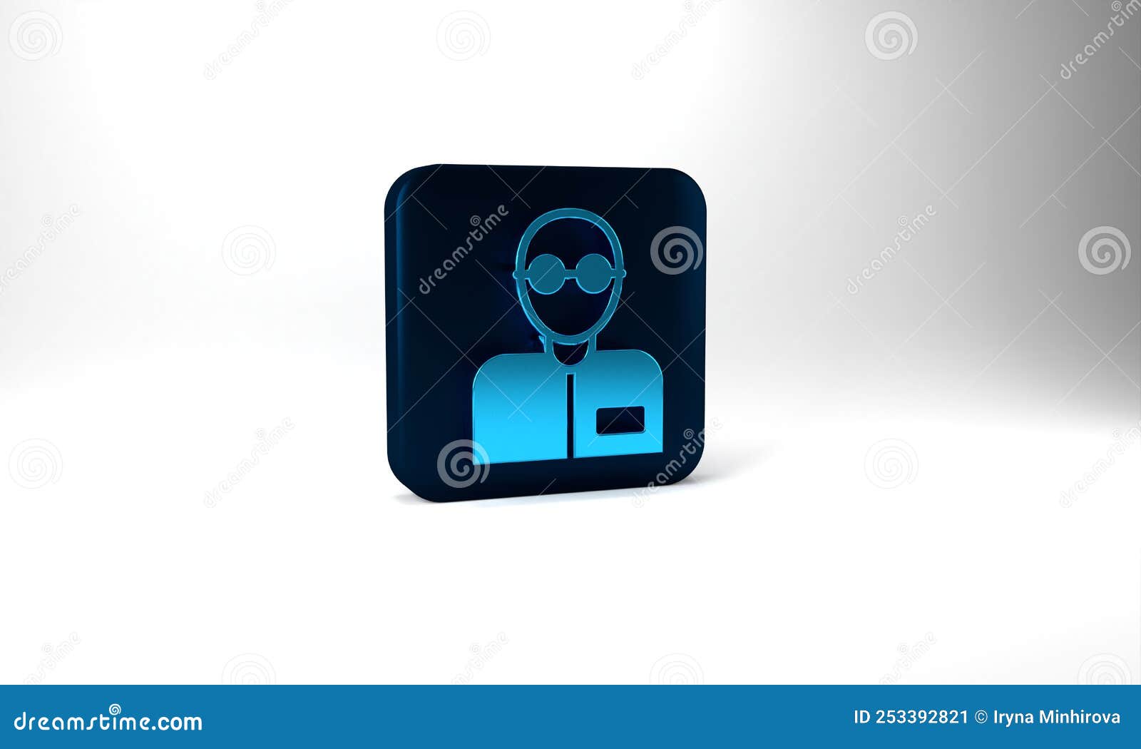 Blue Teacher Icon Isolated on Grey Background. Blue Square Button Stock ...