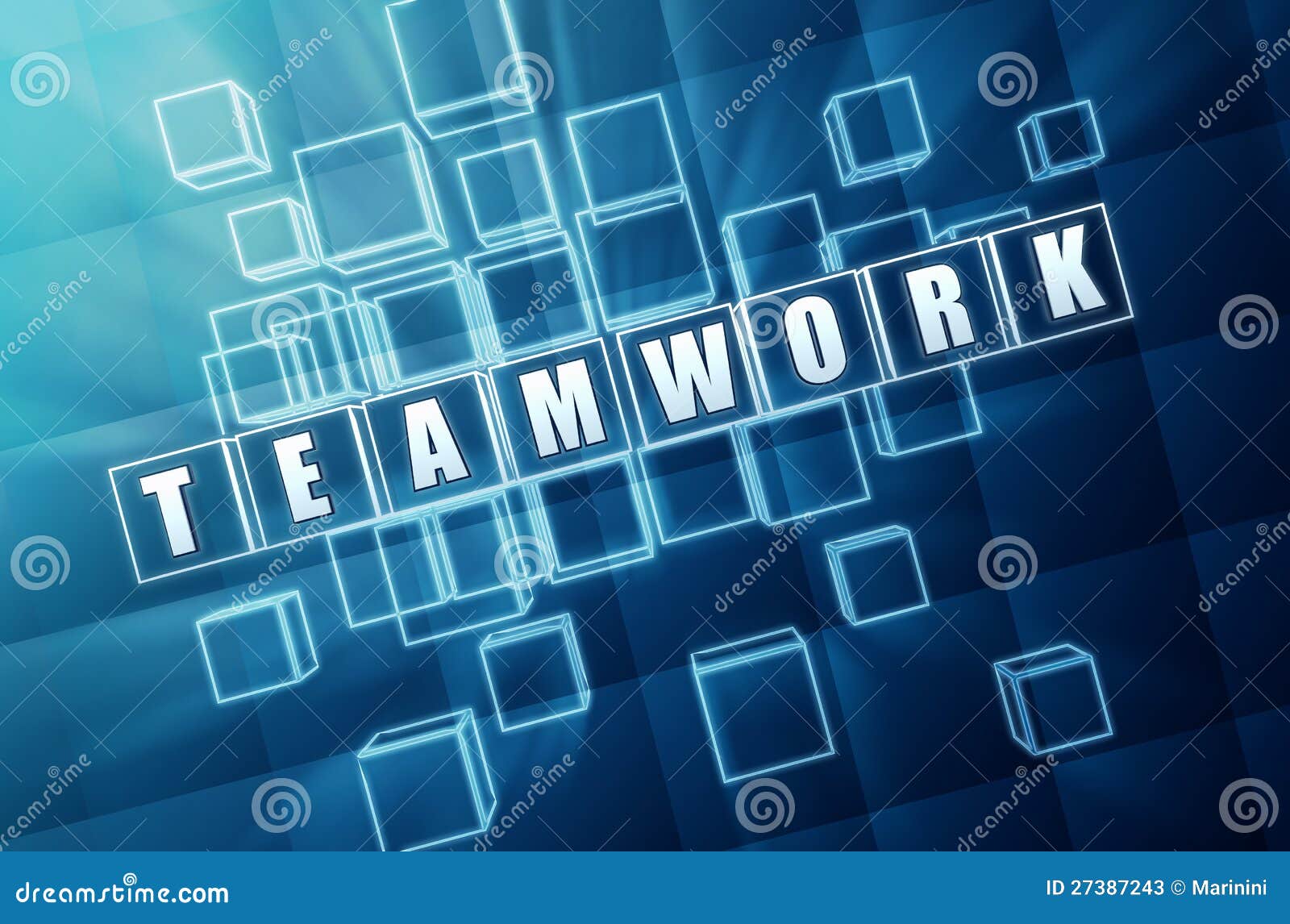 Blue Teamwork in Glass Blocks Stock Illustration - Illustration of ...