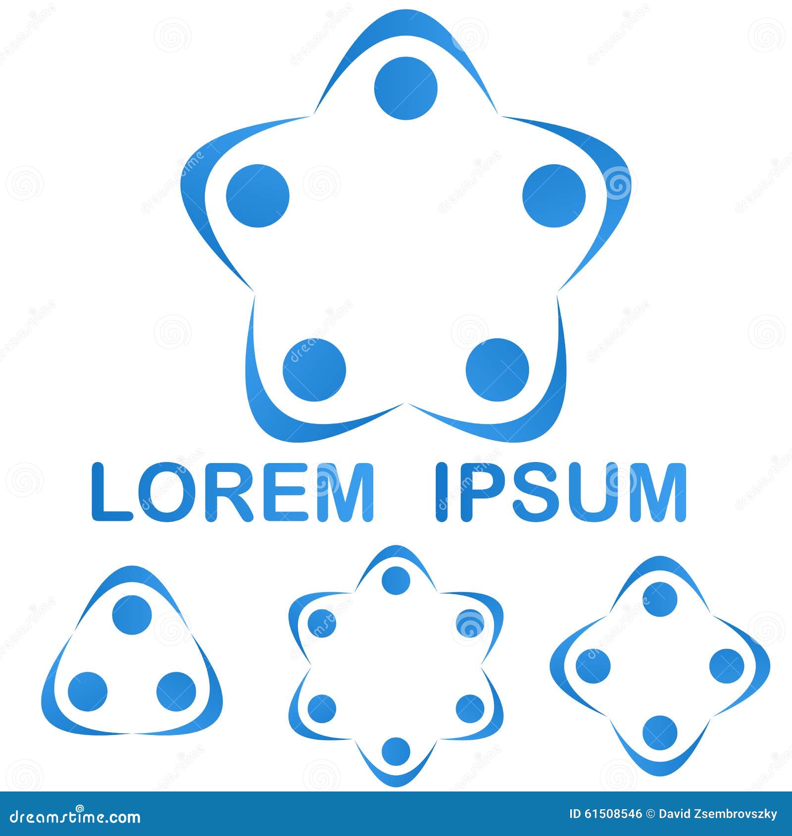 Blue Teamwork Group Logo Symbol Design Set Stock Vector - Illustration ...