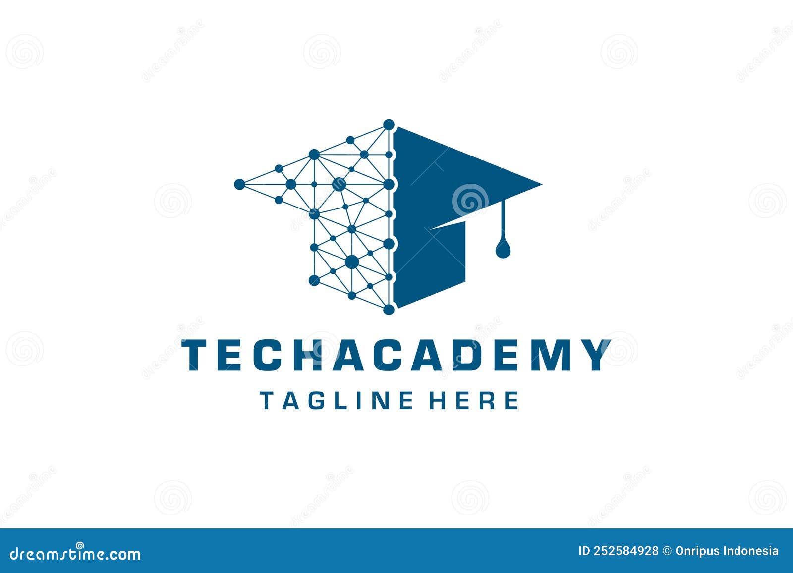 Blue Tech Academy Logo stock vector. Illustration of knowledge - 252584928