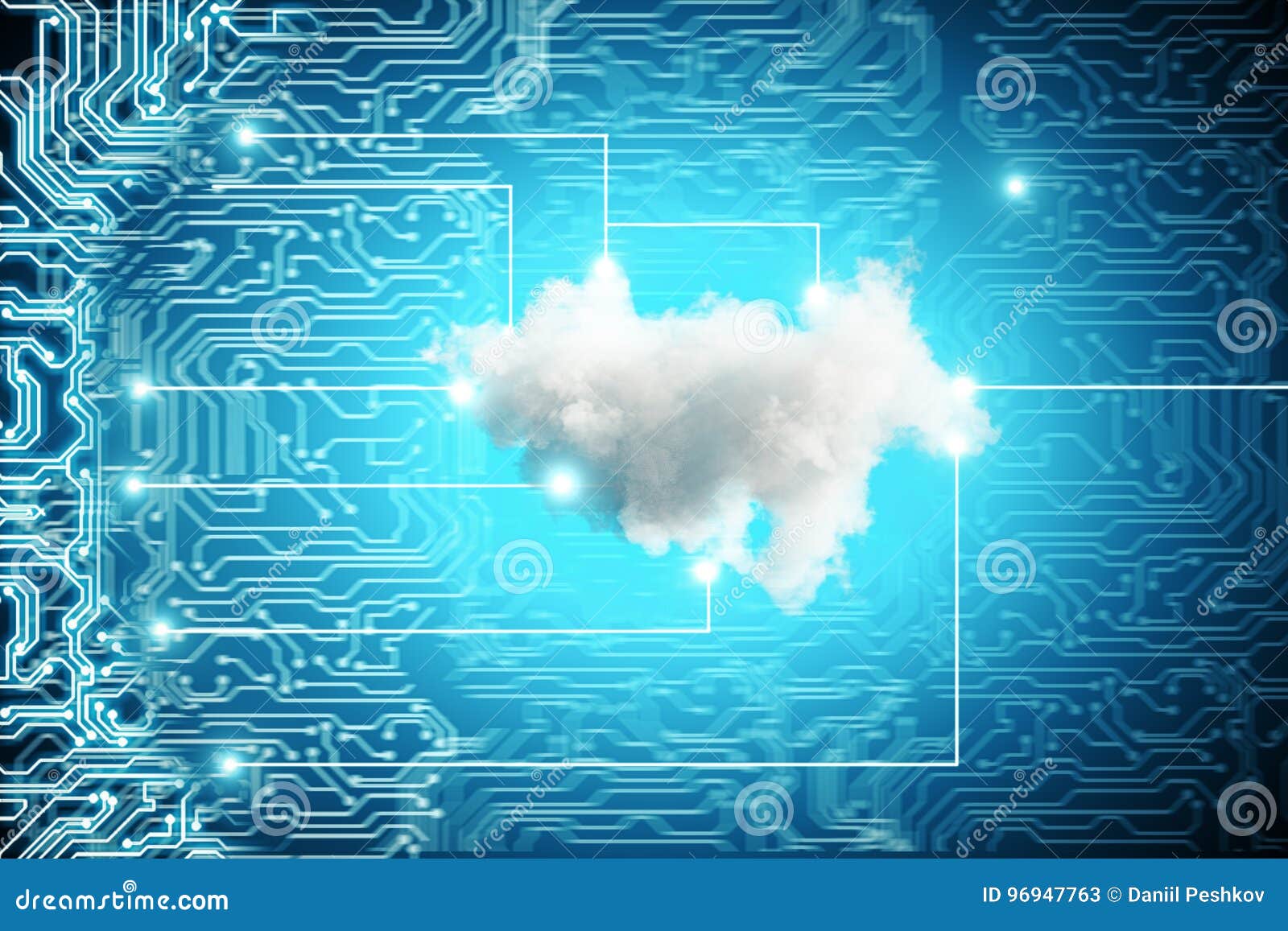 Blue Tech Backdrop with Cloud Stock Illustration - Illustration of ...