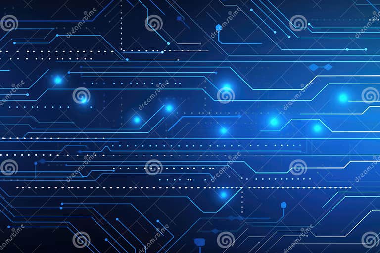 Blue Tech Circuit Board Lines Background Generative Ai Stock ...