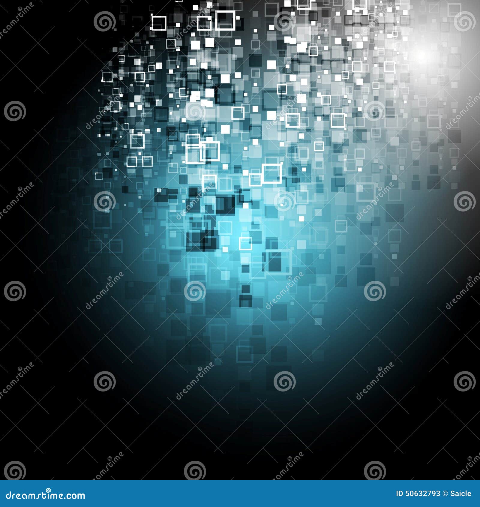 Blue Tech Squares Dark Background Stock Vector - Illustration of ...