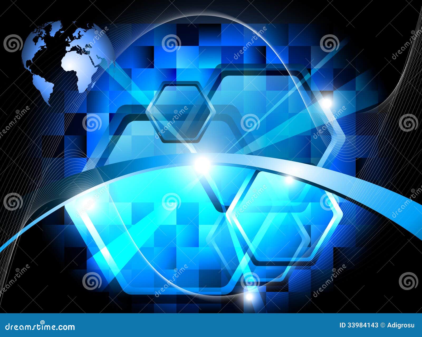 Blue technical background stock illustration. Illustration of glow ...
