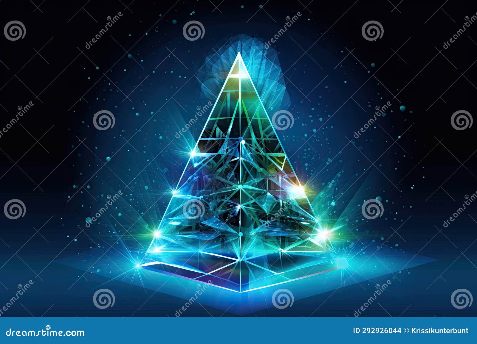 Blue Technical Christmas Tree Glowing AI Generated Stock Illustration ...
