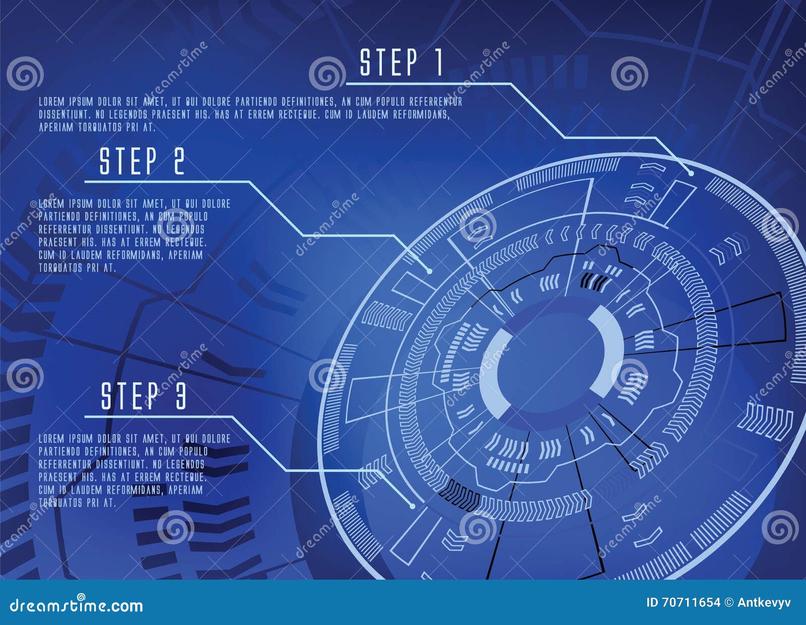 Blue techno background stock vector. Illustration of space - 70711654