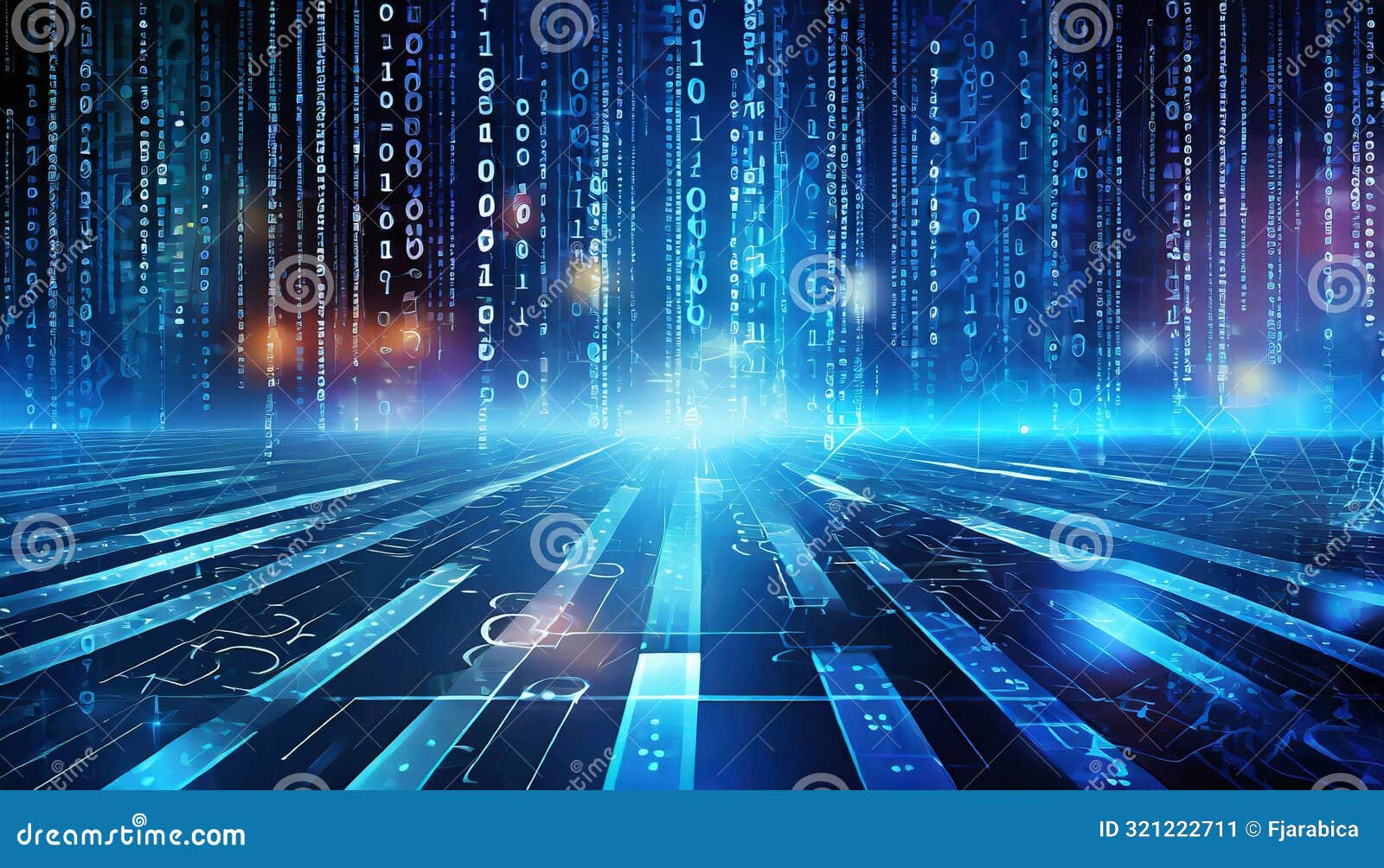 Blue Techno Background with Matrix Theme Stock Illustration ...