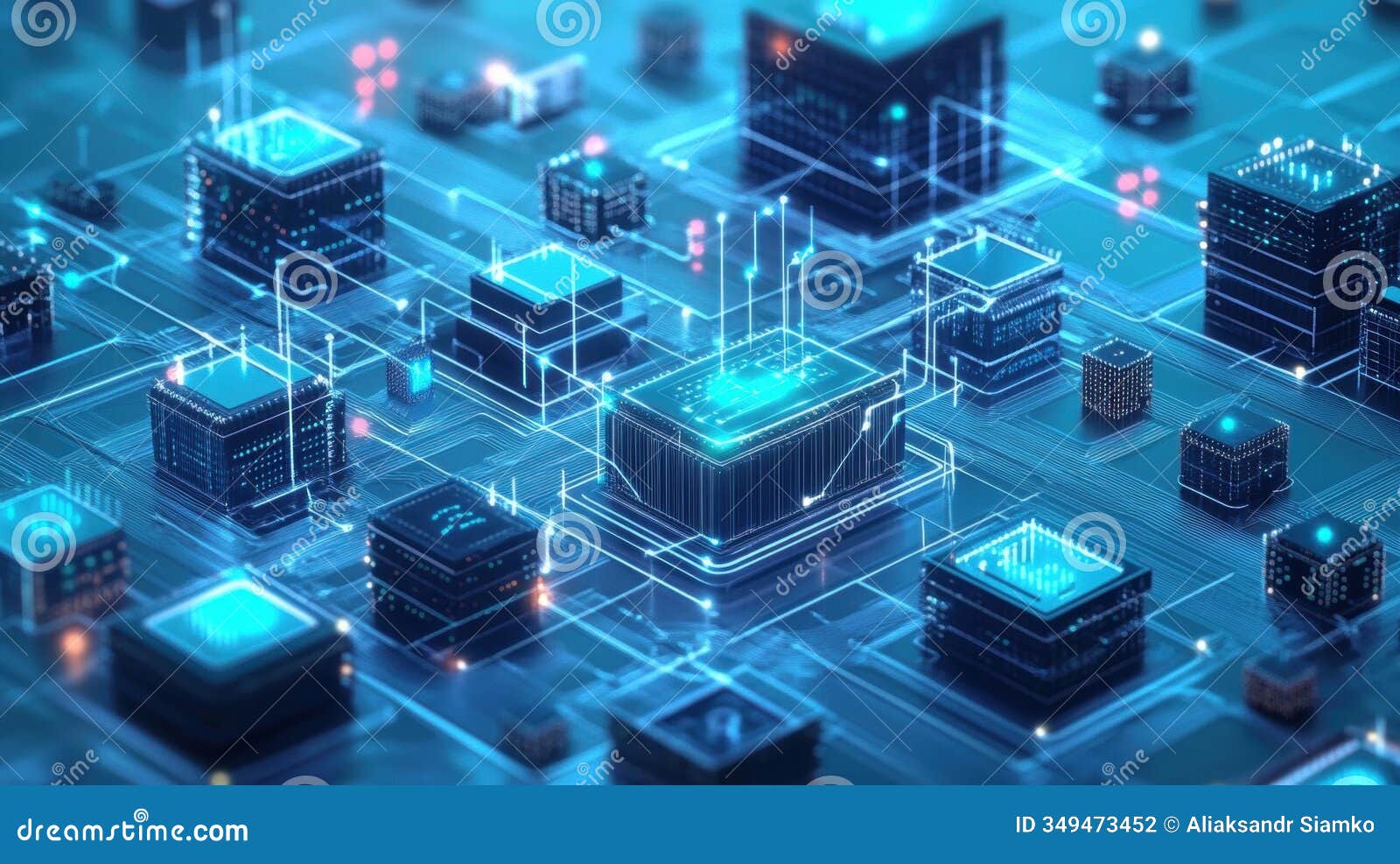Blue Technological Circuit Vector Showcasing High-tech Connection ...