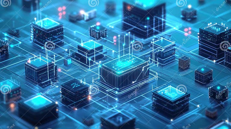Blue Technological Circuit Vector Showcasing High-tech Connection ...