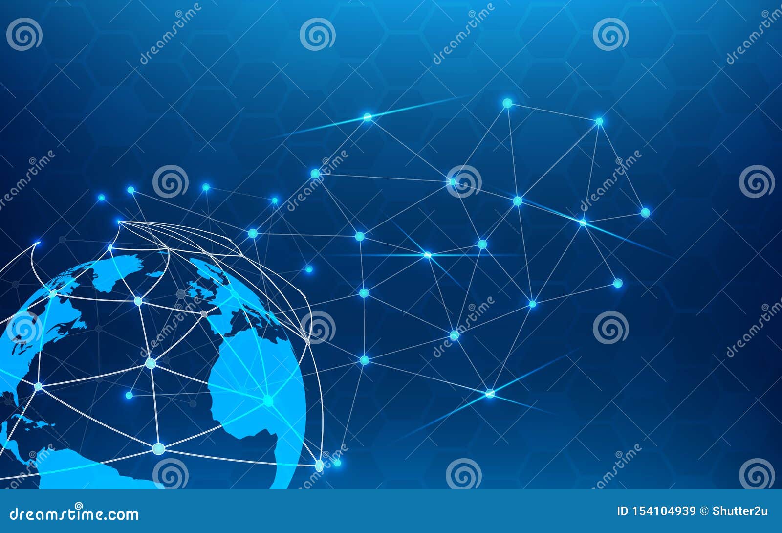 Blue Technology Abstract Background with White Line Dot. Business and ...