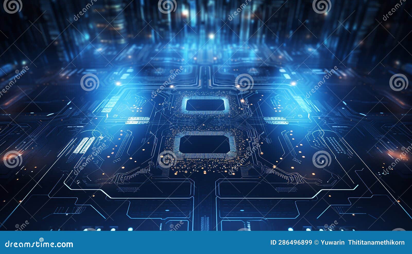 Blue Technology Background Circuit Board. Generative AI Stock ...